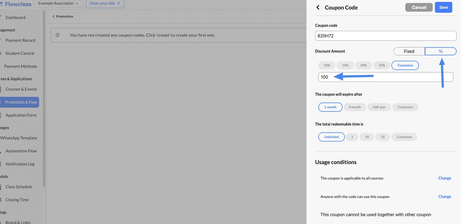 Create Free Coupons - Flowclass